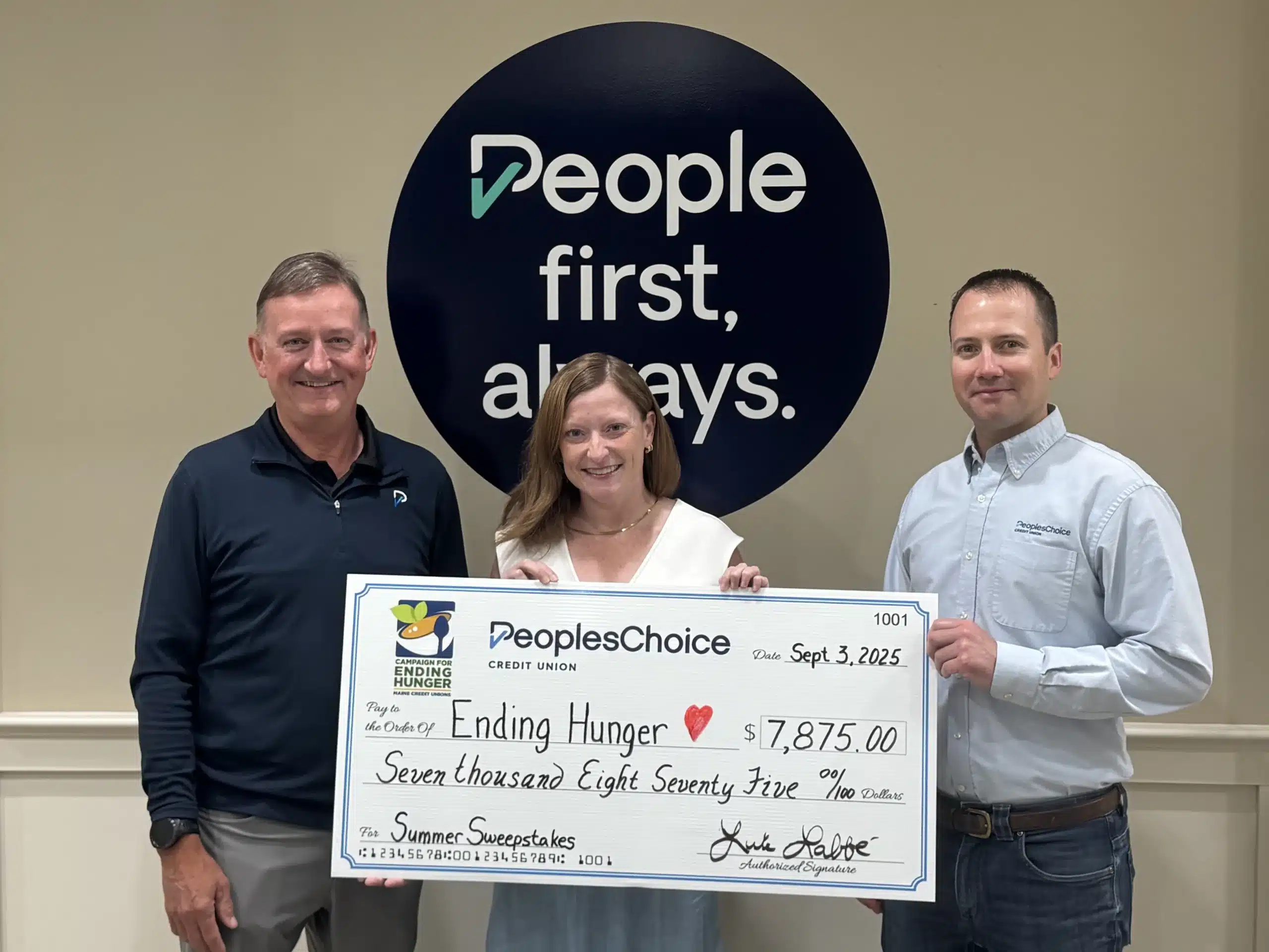 PeoplesChoice Credit Union Raises Over $7,800 for Ending Hunger Through ...